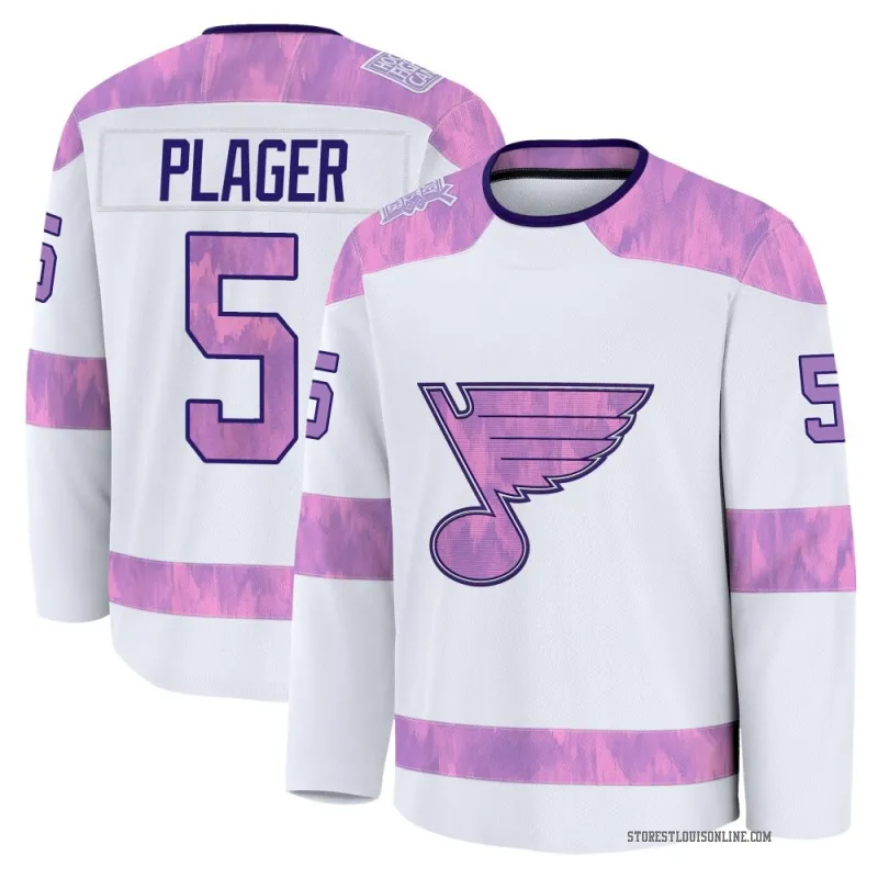 Men's Bob Plager St. Louis Blues 2024 Hockey Fights Cancer Practice ...